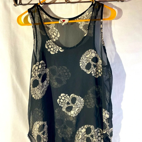 one clothing | Tops | One Clothing Sheer Skull Tank | Poshmark